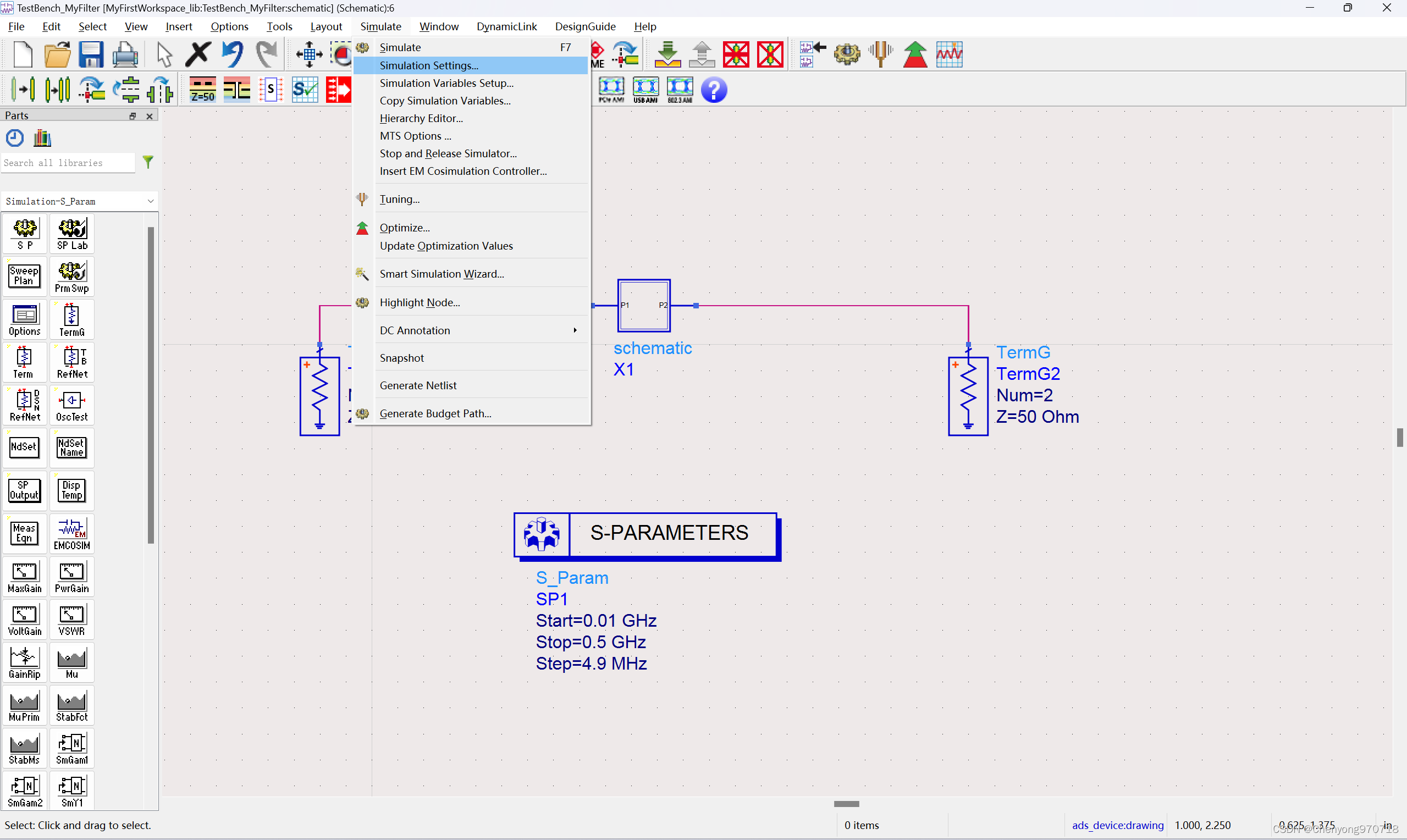 ADS2023_Tutorial-3:S-Parameter Simulation-CSDN博客
