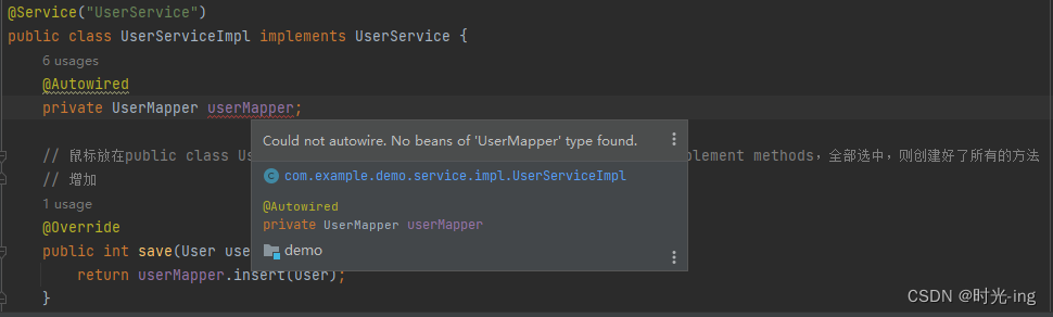 Could not autowire. No beans of ‘UserMapper‘ type found._could not autowire. no beans of ...