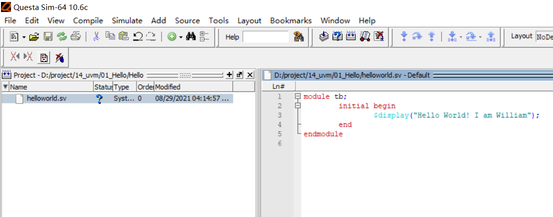 SystemVerilog学习之路（1）— 搭建开发环境和HelloWorld_questasim是什么-CSDN博客