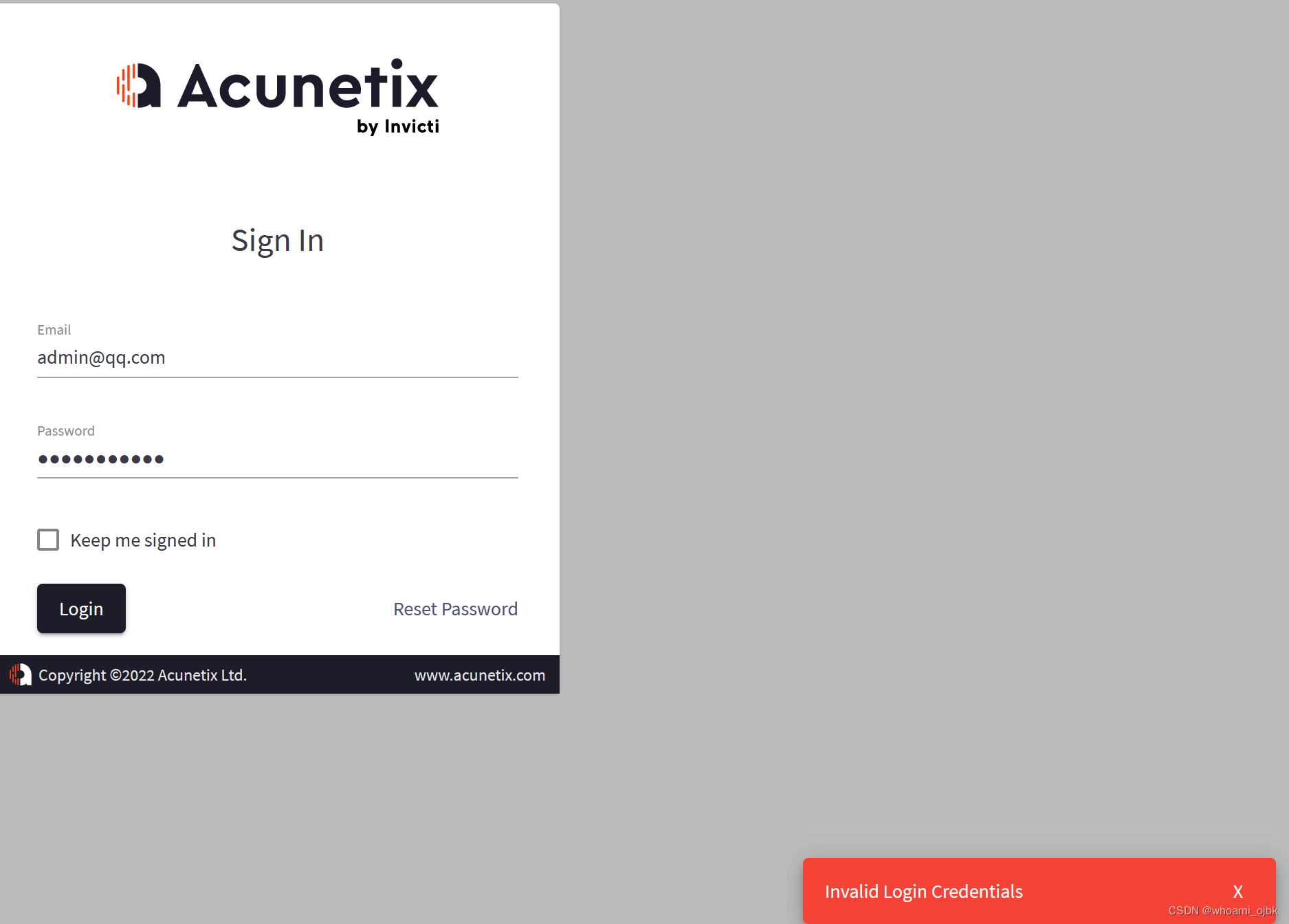 Acunetix 登录凭证无效_awvs登录凭证无效-CSDN博客