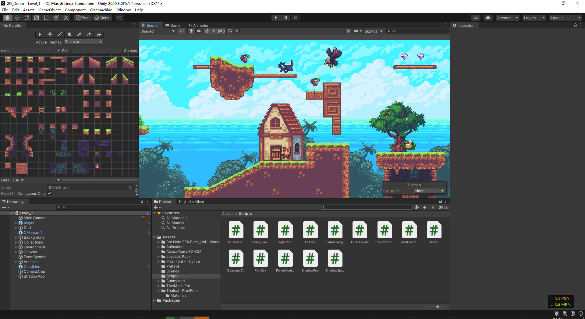 基于Unity的2D像素风闯关游戏Demo——SunnyLand_unity2d冒险类小游戏demo源码-CSDN博客