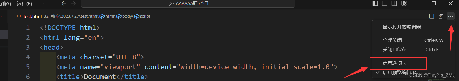 VS Code菜单栏、选项卡隐藏恢复_vscode选项卡-CSDN博客