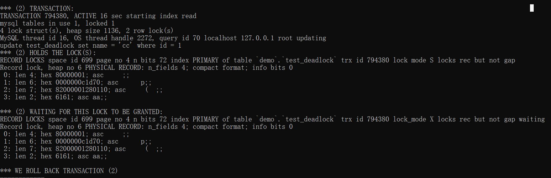 MySQL模拟死锁以及分析和解决方案_starting index read-CSDN博客