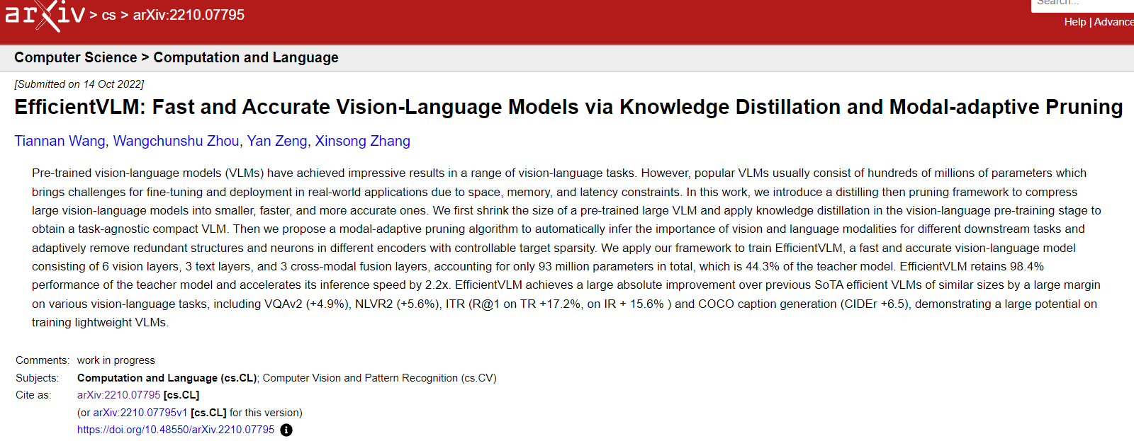 arXiv2022.10 | EfficientVLM: 基于Knowledge Distillation and Modal-adaptive Pruning的快、准VLP model_x ...