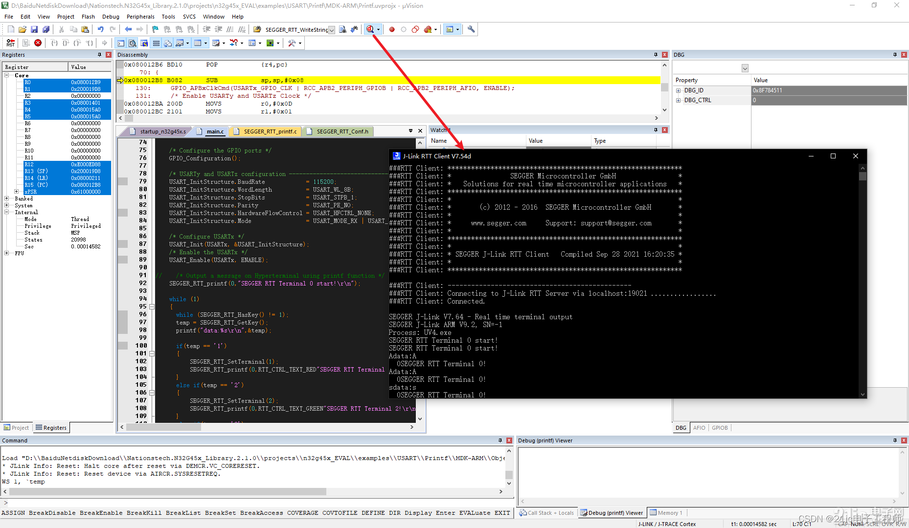 【开源代码】-基于国民N32G45x系列MCU使用JLINK的RTT Viewer/logger/Client组件工具_jlinkrttview-CSDN博客