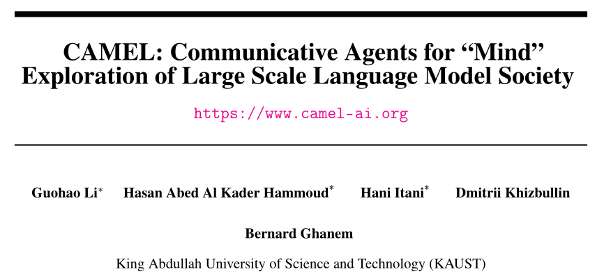 CAMEL：LLM Society 多智能体的“Mind” 探索_camel llm-CSDN博客