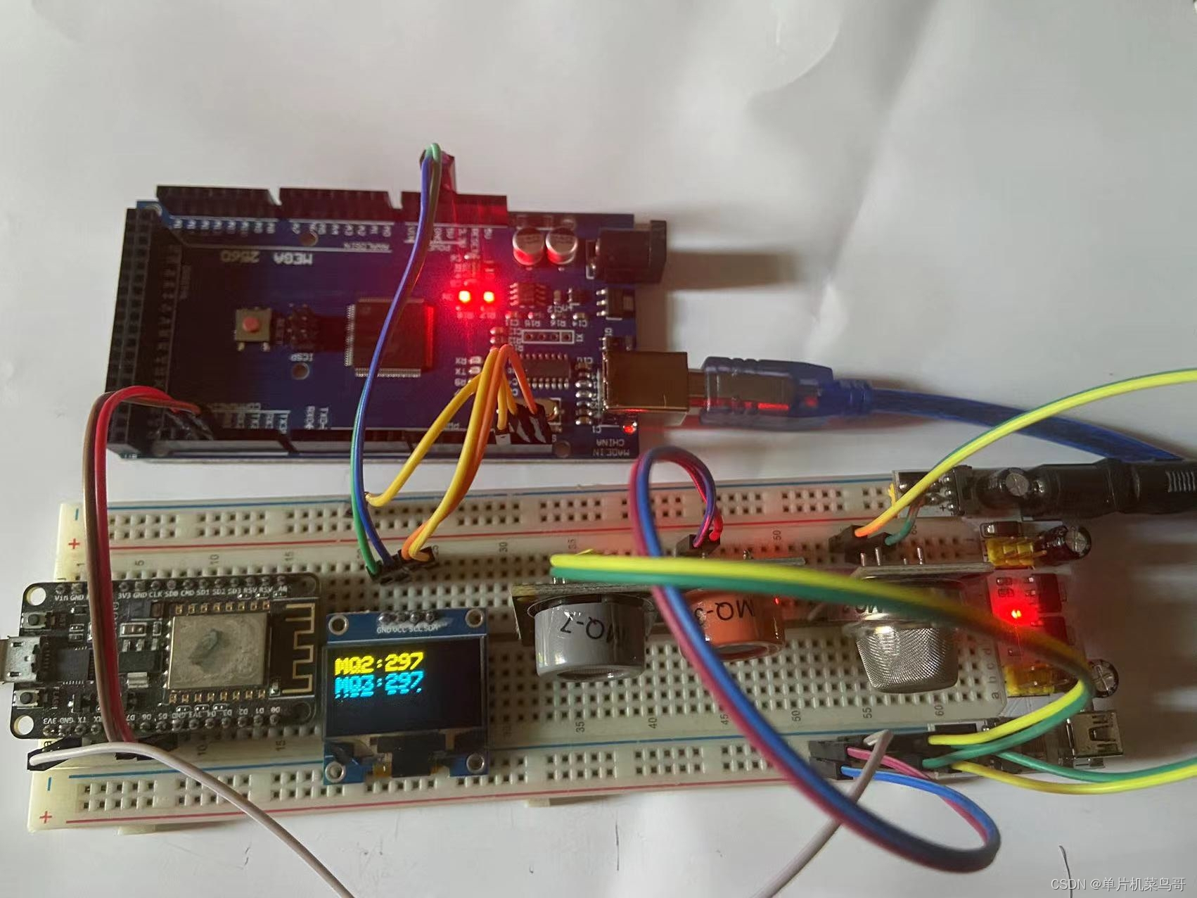 【esp 保姆级教程】疯狂传感器篇 —— 案例:mega Esp8266 Mq2烟雾 Mq3酒精 Mq7一氧化碳 Oled 巴法云 微信小程序(环境监控)烟雾传感器