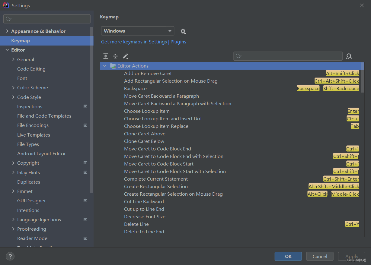 IDEA设置快捷键_ide keymap editor actions-CSDN博客