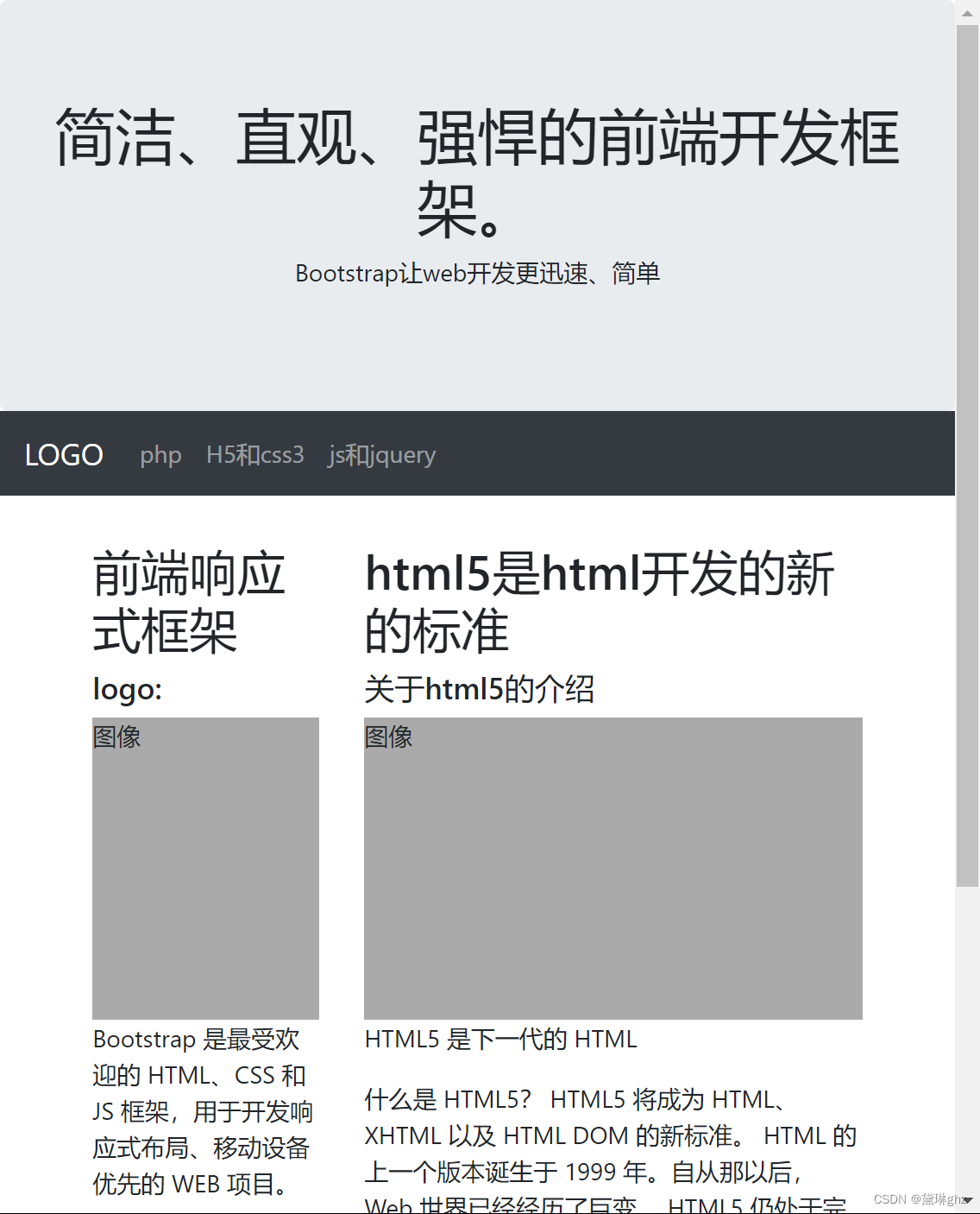“bootstrap技术社区”网站——响应式网页1x Web前端开发中级 例题1xweb社区 Csdn博客