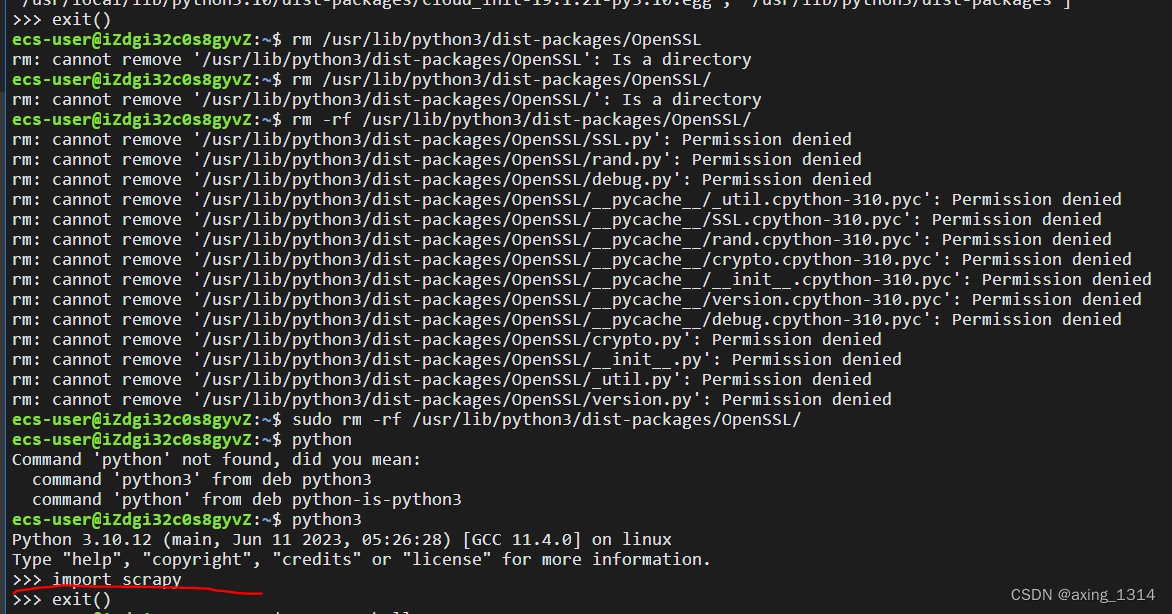 ubuntu安装scrapy后shell报错ModuleNotFoundError: No module named ‘OpenSSL‘_ubuntu安装scapy失败-CSDN博客