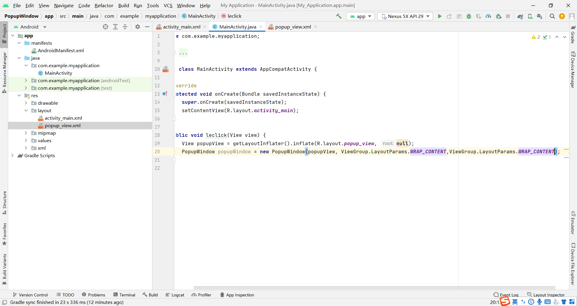 Android studio笔记:工程介绍和控件（PopupWindow）_android studio popup window-CSDN博客