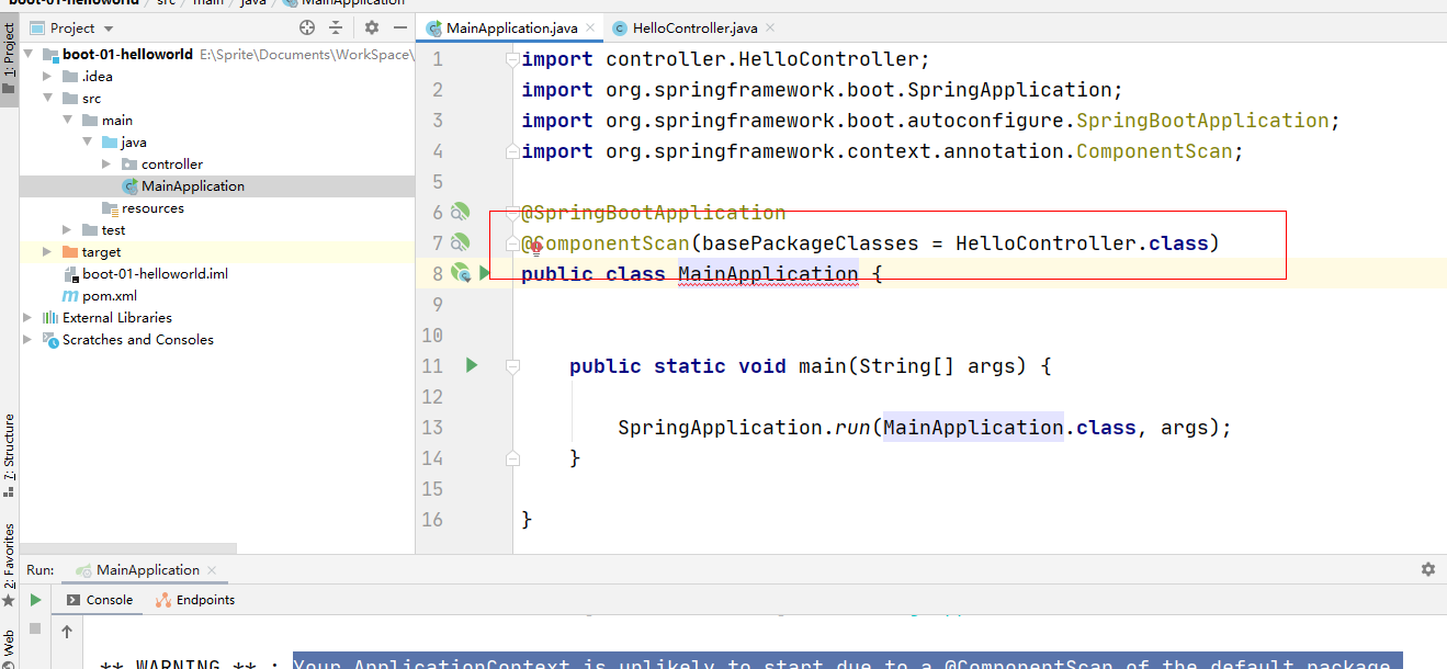 Your ApplicationContext is unlikely to start due to a @ComponentScan of ...