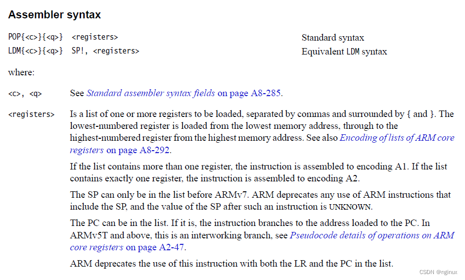 arm push/pop/b/bl assembly instruction - Programmer Sought