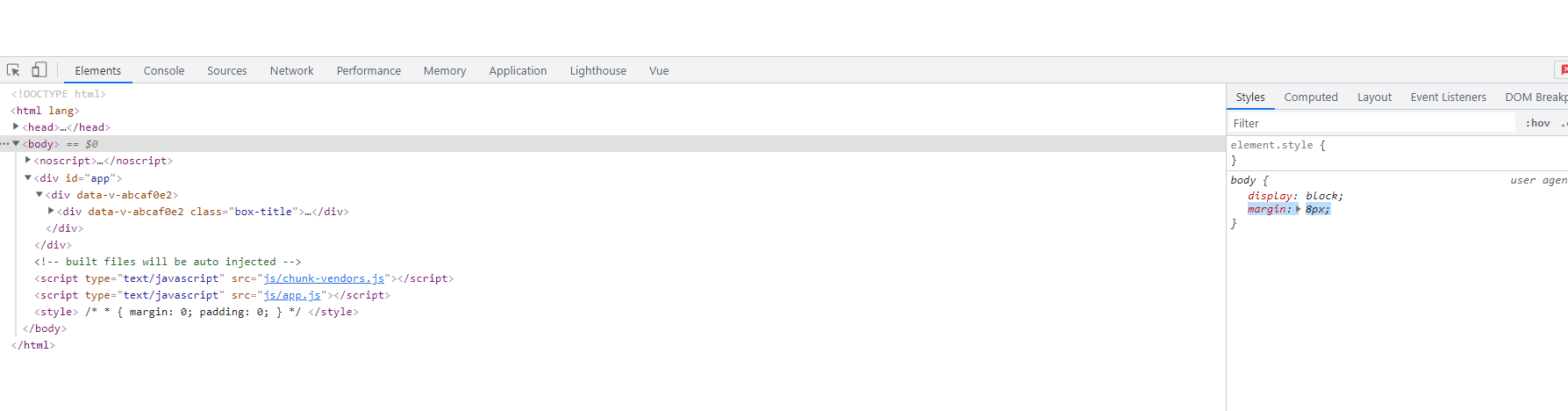 vue项目body中自带margin: 8px 如何取消_vue2 消除body自带的margin-CSDN博客