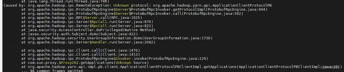 flink使用中注册yarn session模式出现Unknown protocol: org.apache.hadoop.yarn.api ...