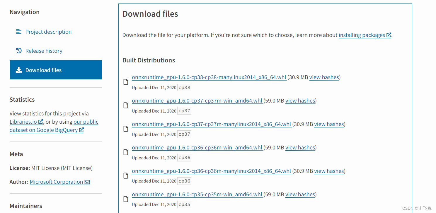 pip安装onnxruntime_gpu1.6.0失败_error: no matching distribution found for onnxrunt-CSDN博客