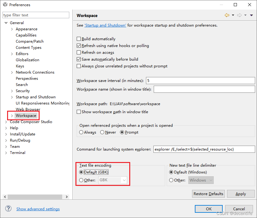 CCS6.2修改默认字符编码(encoding)_ccs注释乱码text file encoding-CSDN博客