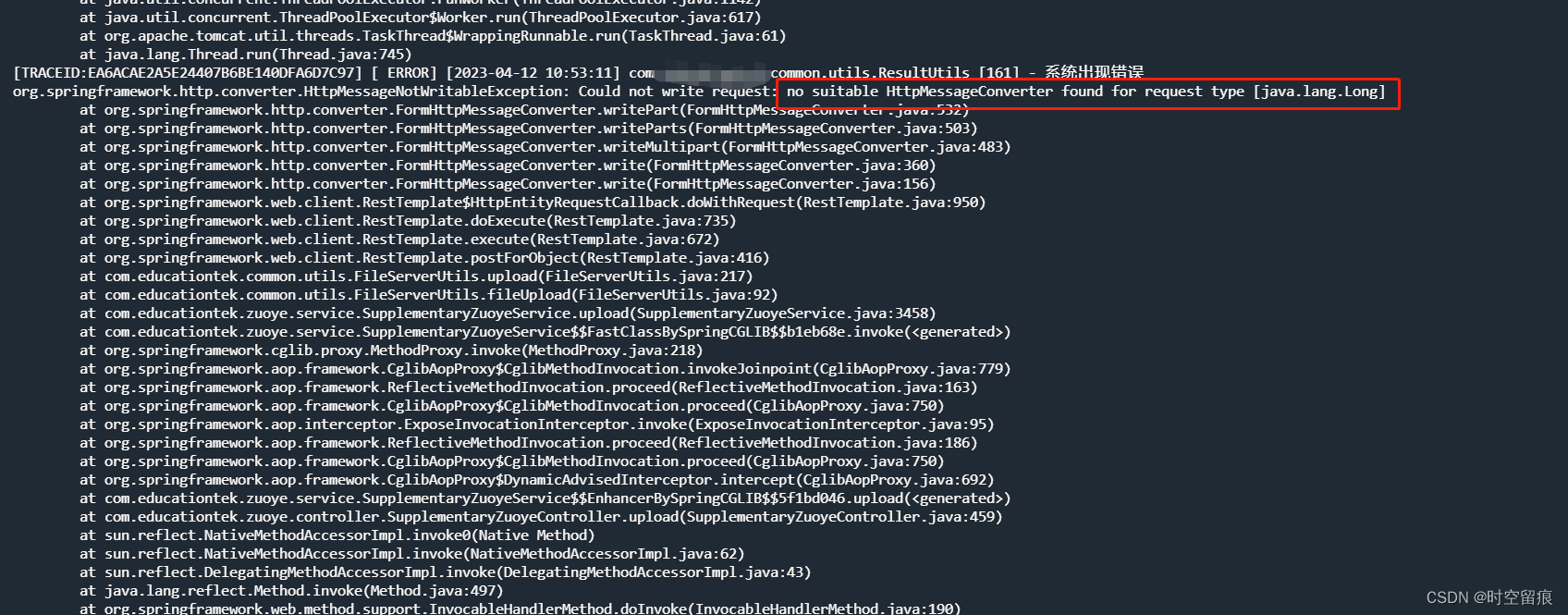 解决 Could not write request: no suitable HttpMessageConverter found for request type [java.lang ...