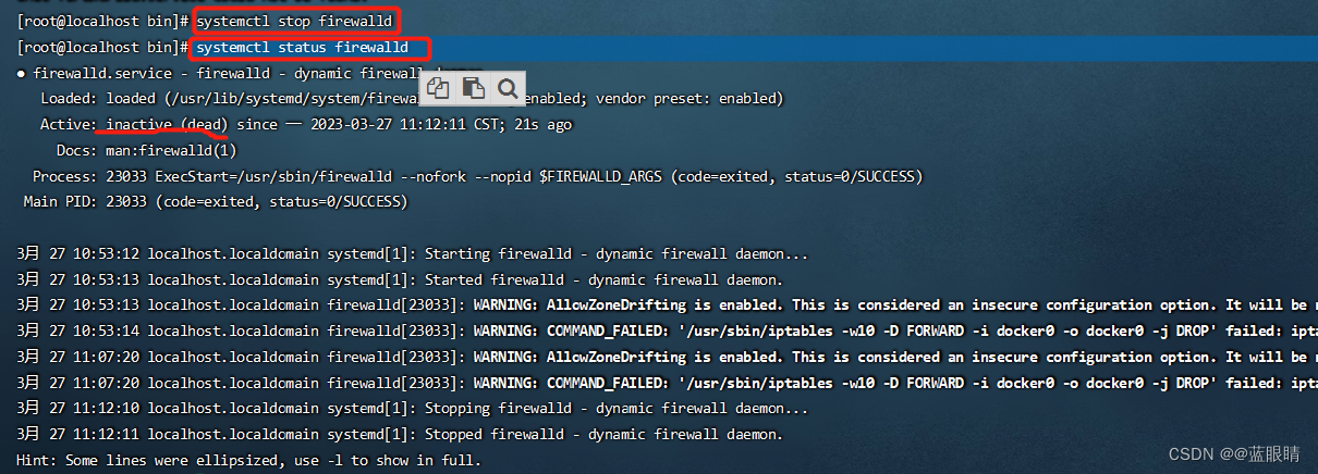 FirewallD is not running[Linux防火墙操作]_firewall-cmd firewalld is not running --list-ports-CSDN博客