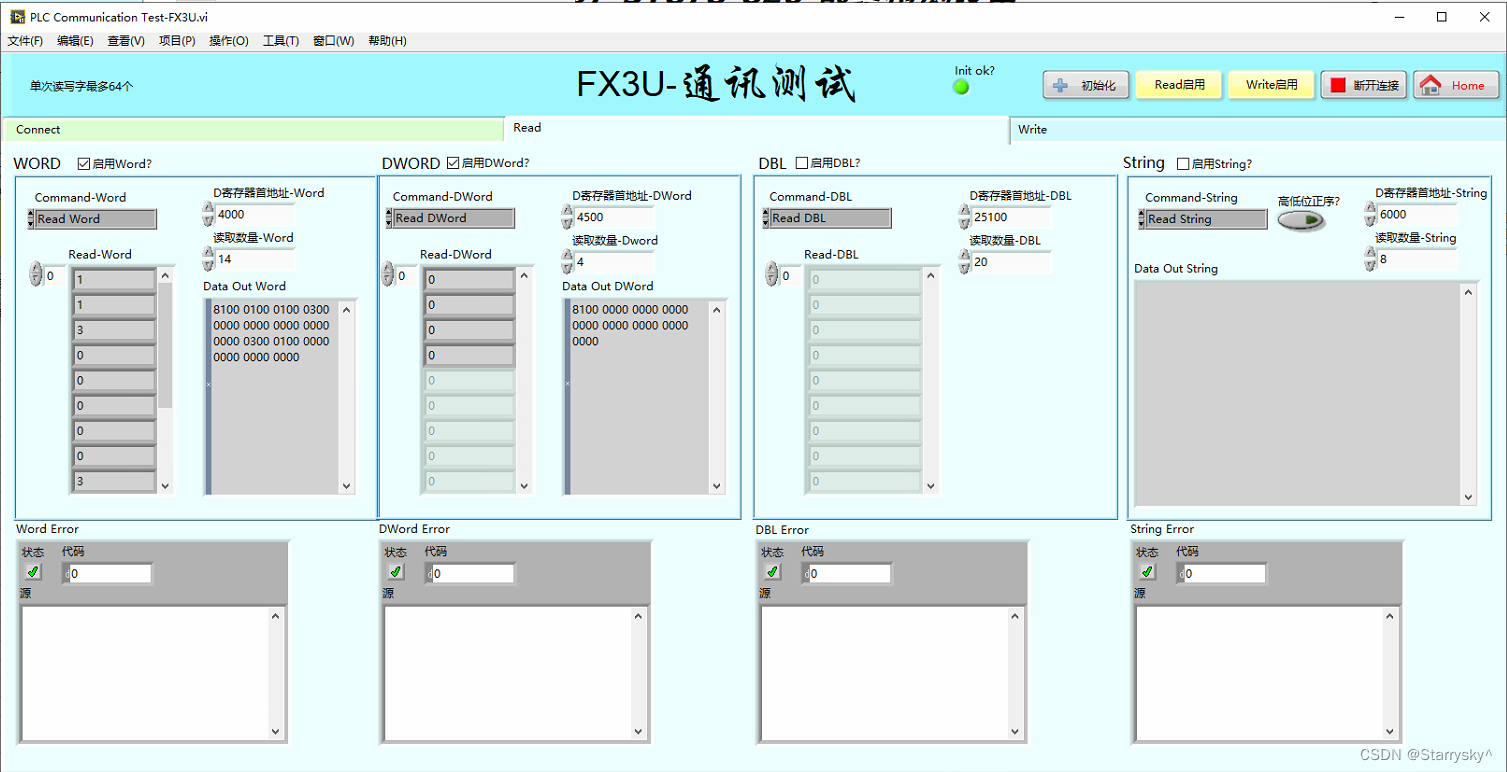 LabVIEW通过MC协议实现与三菱FX 3U系列PLC的通讯(TCP)_labview向plc输出数据-CSDN博客