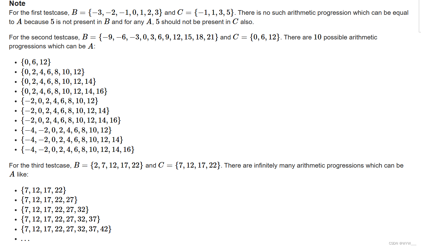 D. Lost Arithmetic Progression(gcd性质)_你想到两个有限等差数列a和b,然后你找到了另一个序列c,c包含a和 ...