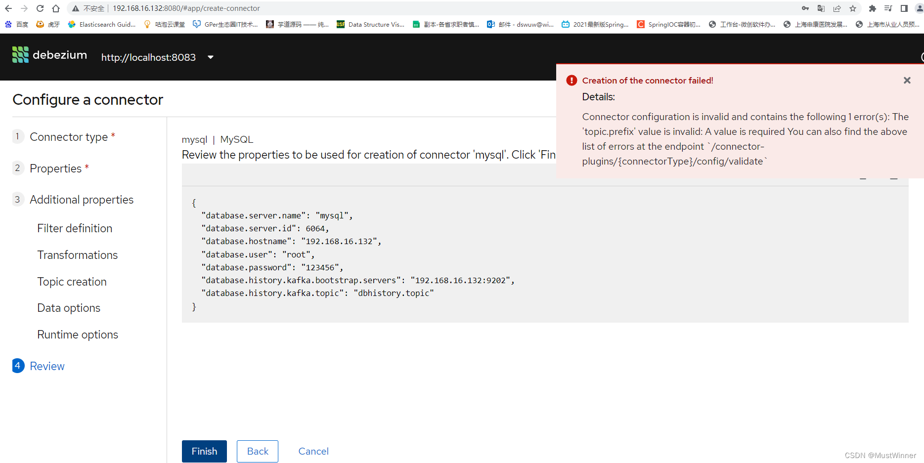 debezium 订阅mysql The ‘topic.prefix‘ value is invalid: A value is required_debezium value is ...