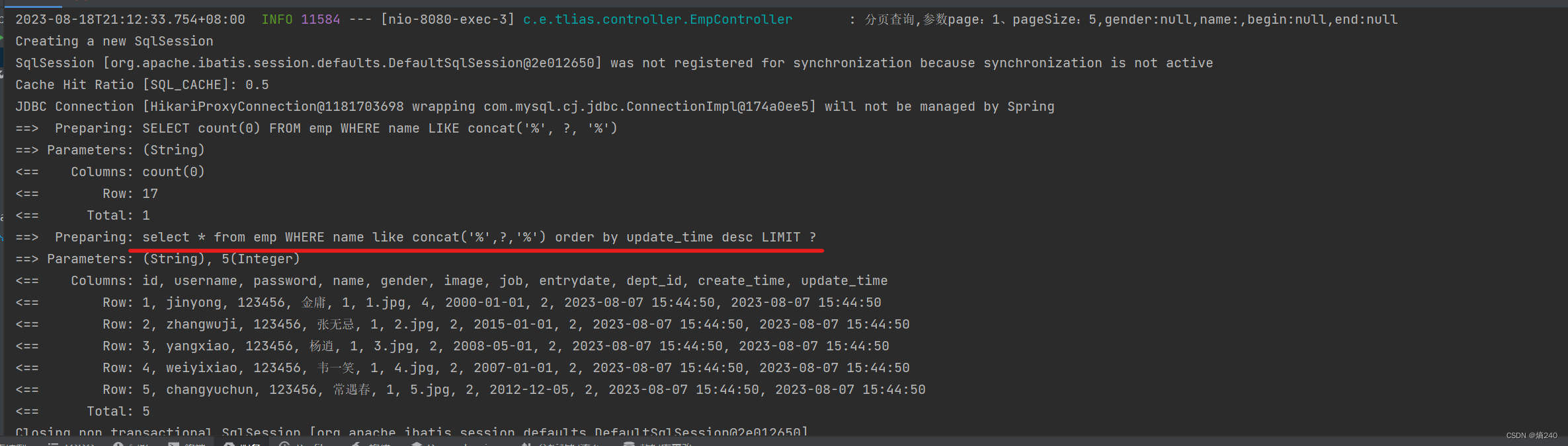 Springboot案例 员工管理 分页条件查询springboot案例 员工管理 分页查询 Csdn博客