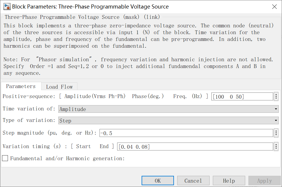 matlab/simulink电力电子仿真三相可编程电压源three phase programmable voltage source的设置与使用_three-phase ...