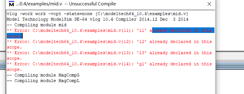 【verilog】【Modelsim仿真】“XXX“already declared in this scope-CSDN博客