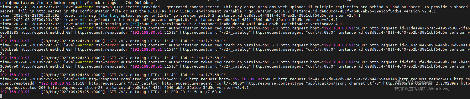 Docker Registry V2 开启auth查询或获取私有仓库(registry)中的镜像列表catalog错误--Bearer realm insufficient_scope ...