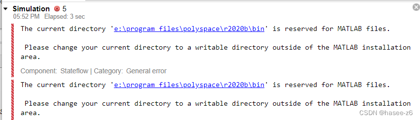 Please change your current directory to a writable directory outside of the MATLAB installation ...