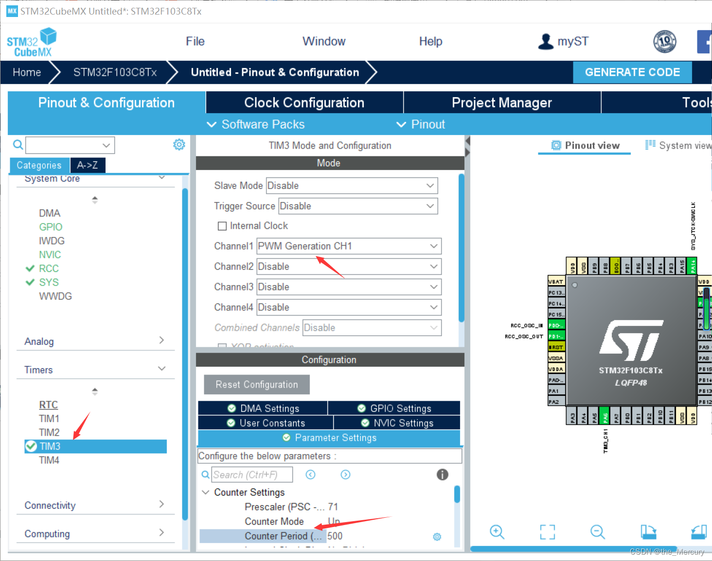 定时器&PWM应用编程_stm32f103 定时器2 通道管脚-CSDN博客