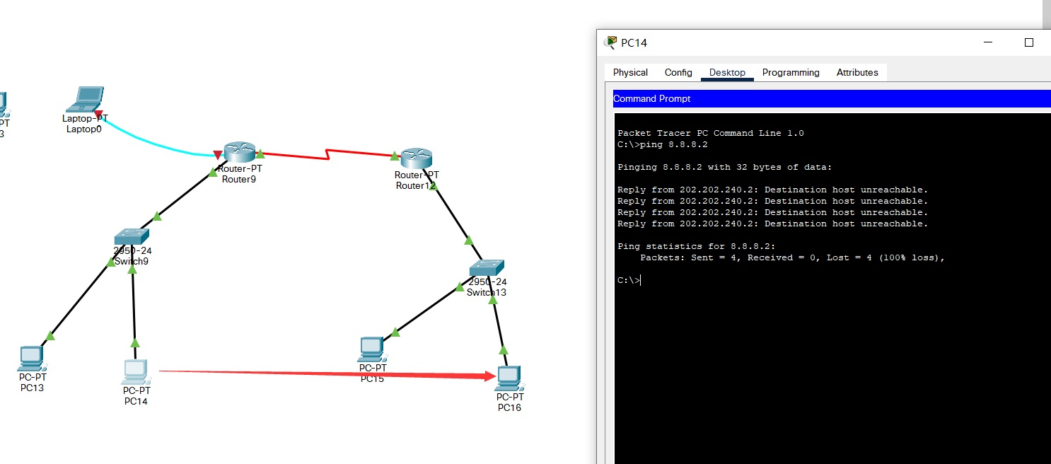 计算机网络——Cisco Packet Tracer 实验_使用cisco packet tracer在pc1使用ping命令测试pc2的连通性,测试通过,在p-CSDN博客
