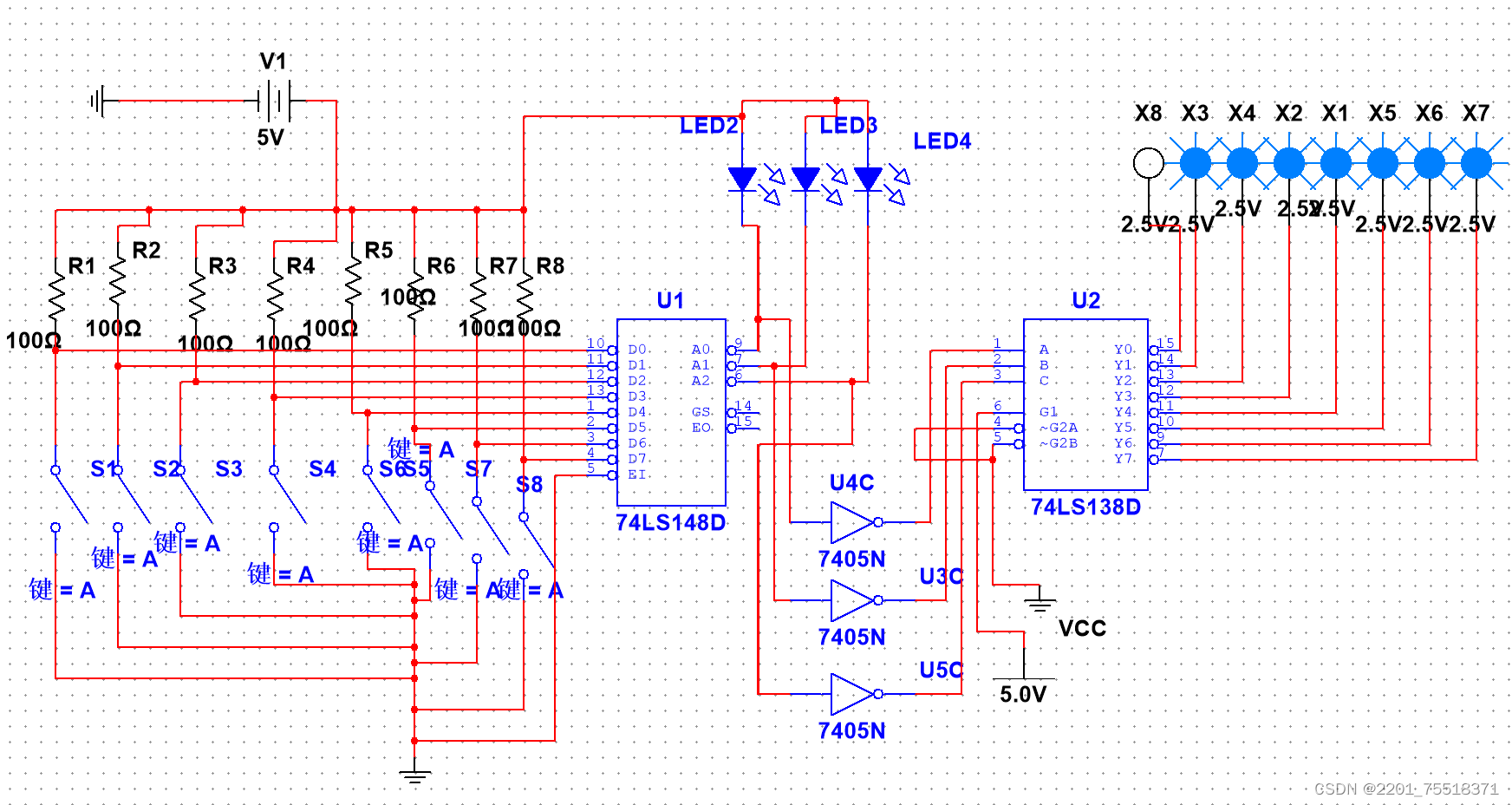 Multisim基于74ls148芯片实现病房呼救系统（编码-解码器的应用）_multisim设计病房呼叫系统-CSDN博客