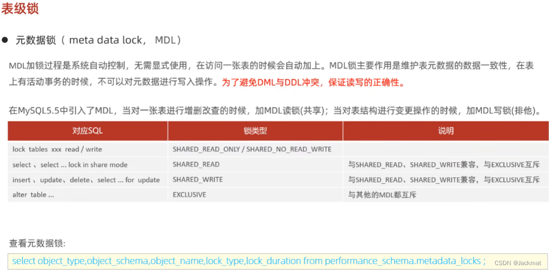 Mysql中锁(全局锁、表级锁(表锁:表共享读锁,表独占写锁、元数据锁、意向锁:意向共享锁,意向排他锁)、行级锁(行锁:共享锁,排他锁、间隙锁、临键锁)) 元数据锁共享写锁、共享读锁 Csdn博客