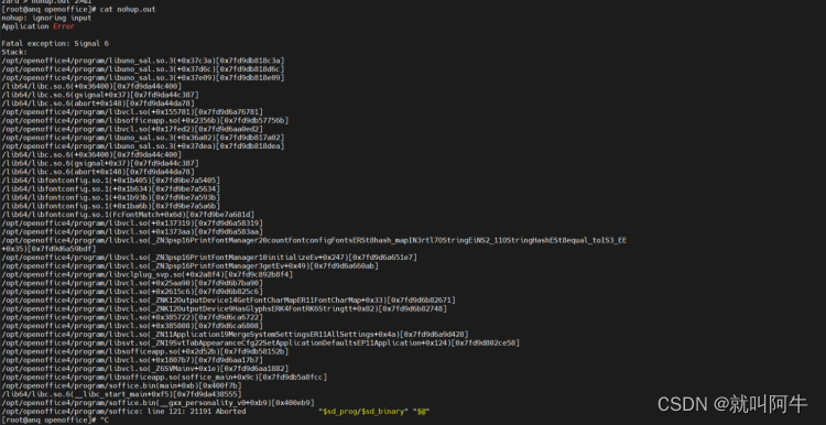 linux启动openoffice报错Application Error Fatal exception: Signal 6_openoffice fatal exception ...