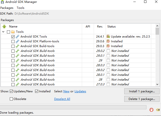 解决Android SDK Manager没有tools, pakage等选项_sdkmanager找不到sdk tools-CSDN博客