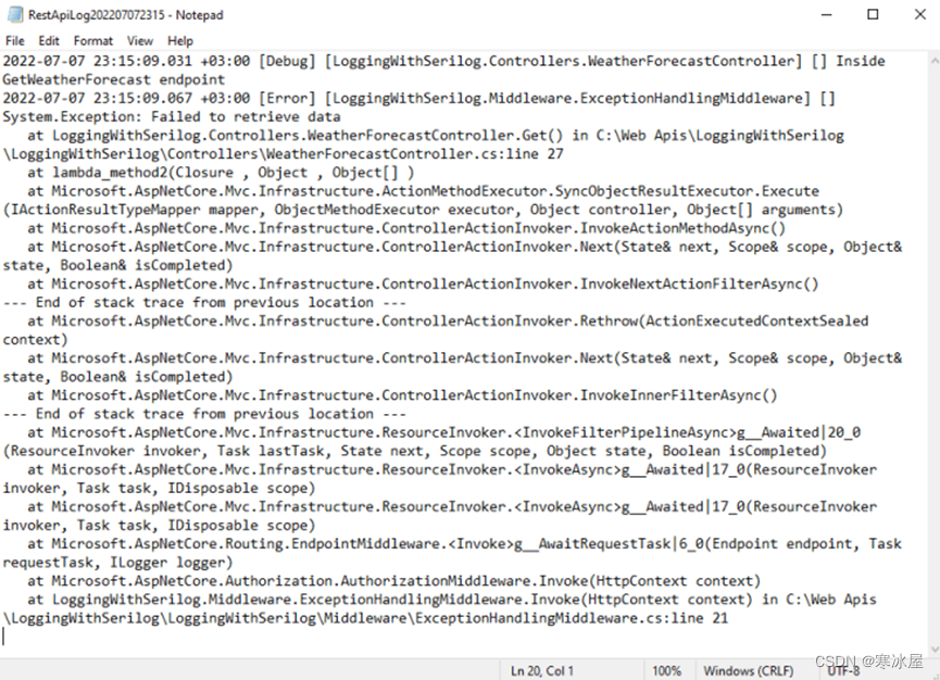 在ASP.NET Core Web API中使用Serilog进行日志记录_serilog日志管理,本地搭建起来并在-CSDN博客