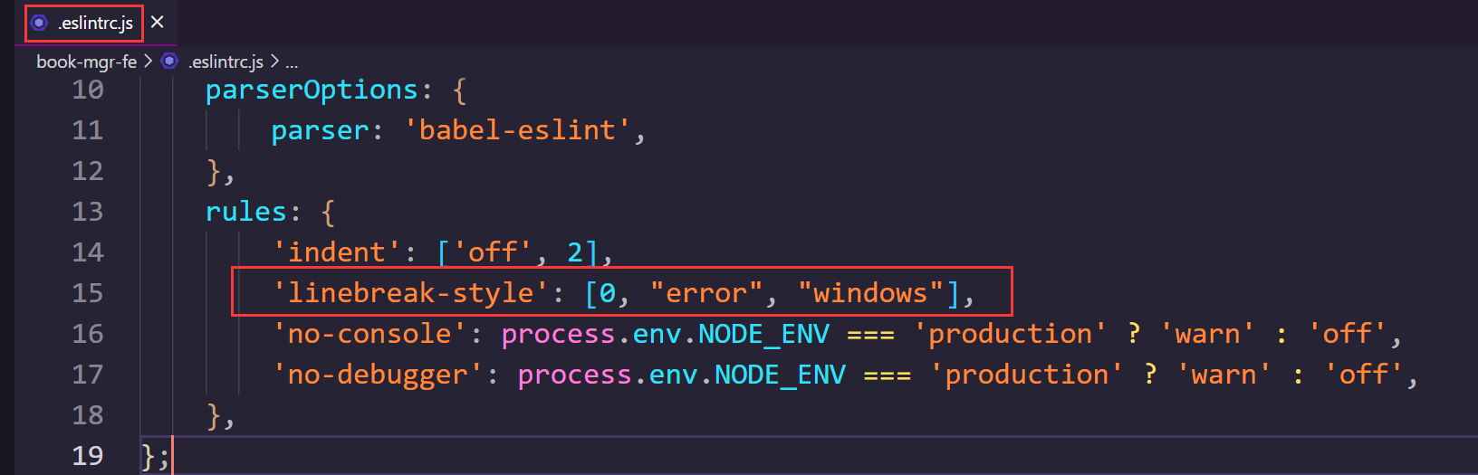 Error：Expected linebreaks to be ‘LF‘ but found ‘CRLF‘ linebreak-style_expected linebreaks to be ...