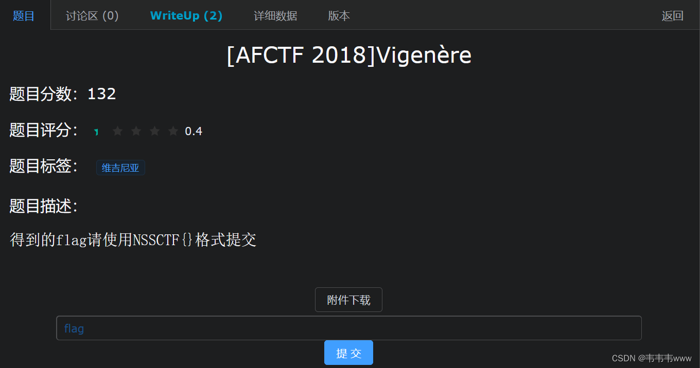 [AFCTF 2018]Vigenère_[afctf2018]vigen猫re 1-CSDN博客