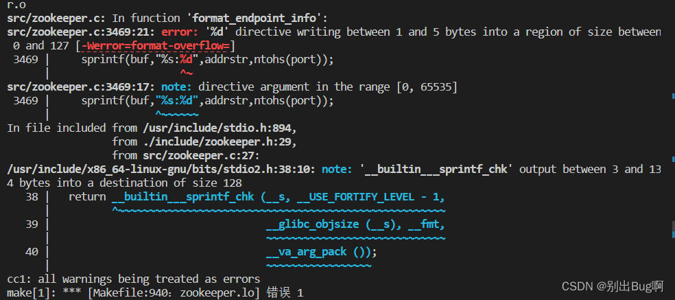 Linux安装zookeeper原生C API接口出现的make编译错误_error: '%d' directive writing between 1 and 5 byte-CSDN博客