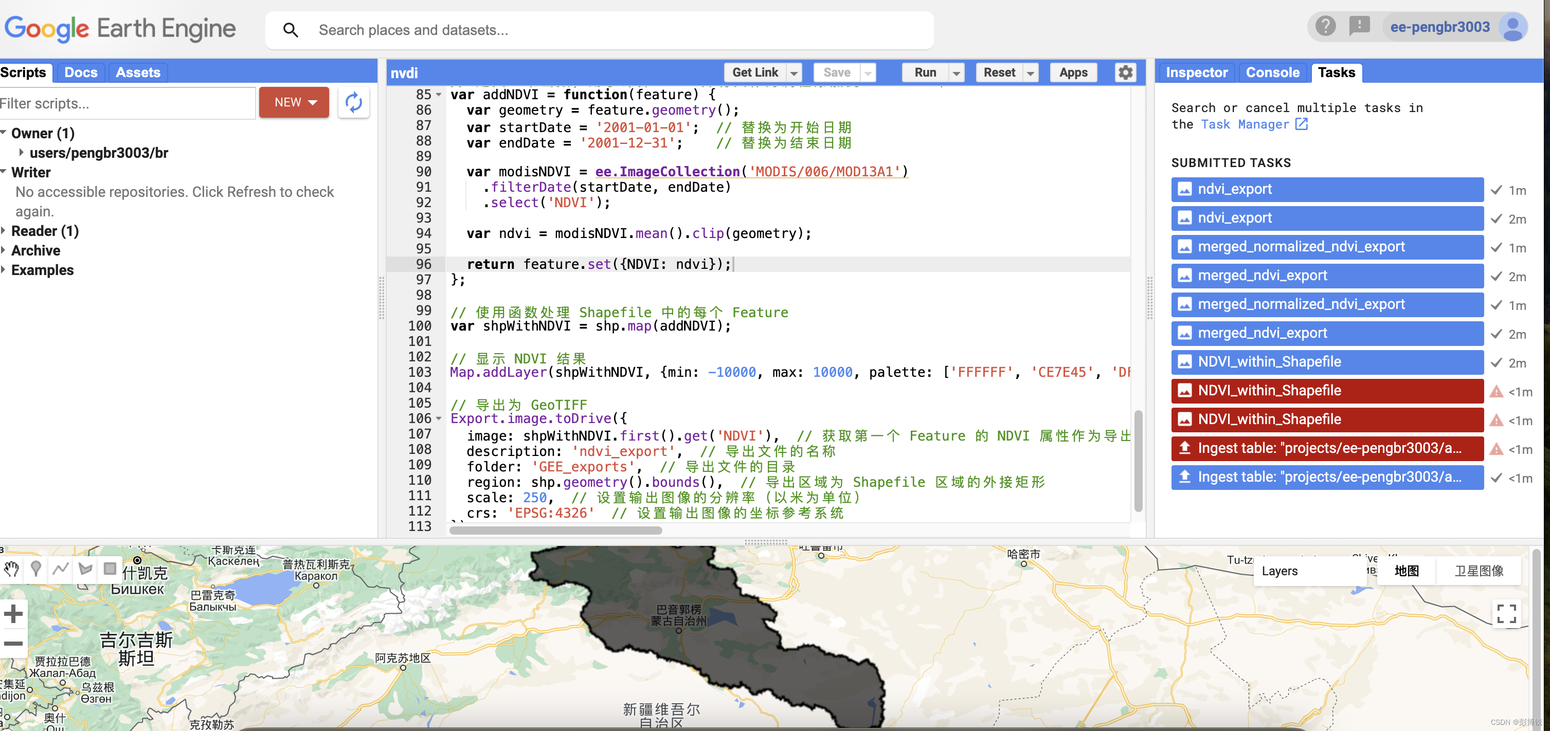 利用GEE获取区域NDVI_gee获取ndvi-CSDN博客