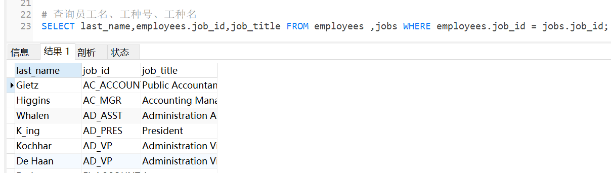 1054 - Unknown column ‘employees.job_id‘ in ‘field list‘_unknown column 'employeeid' in 'field ...
