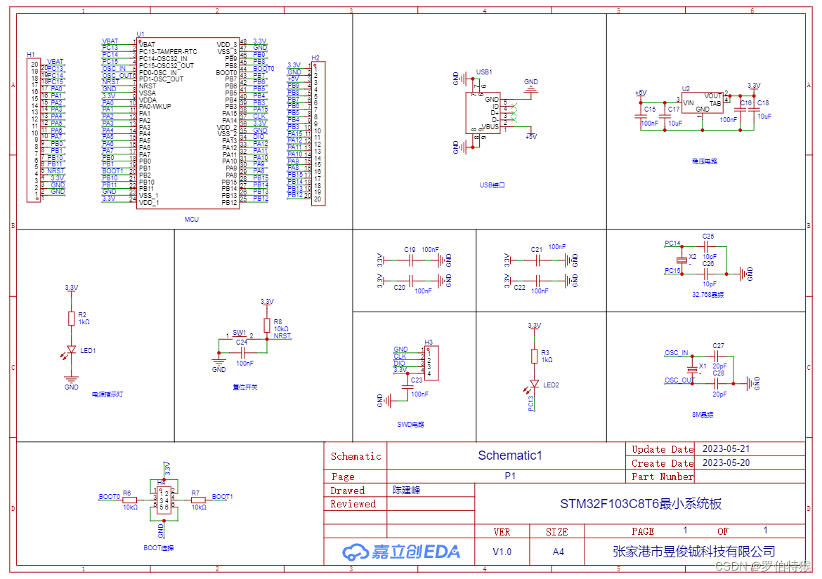 Stm32f103c8t6最小系统板(立创eda,已测试)stm32f103c8t6最小系统图eda Csdn博客