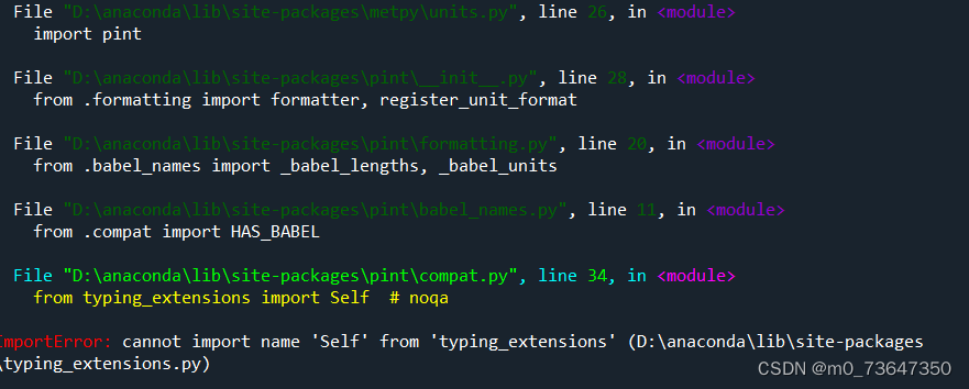 已解决cannot Import Name ‘self‘ From ‘typingextensions‘cannot Import 