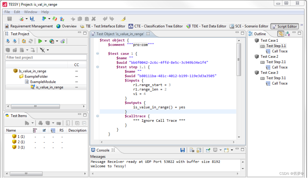 TESSY - Script Editor(脚本编辑器)简介: Textual editing of test cases(测试用例的文本编辑 ...