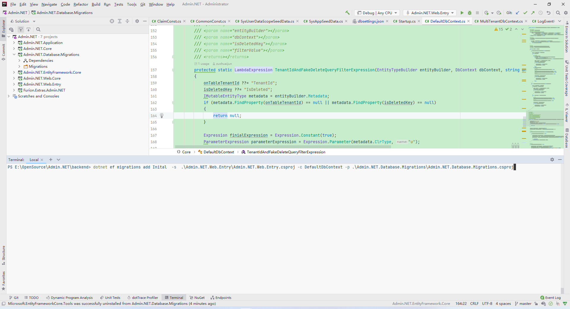 Rider使用Entity FrameWork Core 添加 DbMigration-CSDN博客