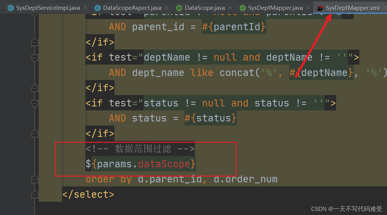 若依项目里面的数据权限注解@DataScope 注解的实现原理 与 使用逻辑_datascope注解-CSDN博客