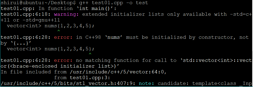 Linux error: in C++98 ‘ *** ’ must be initialized by constructor, not by ‘{...}’_linux make编译时 ...