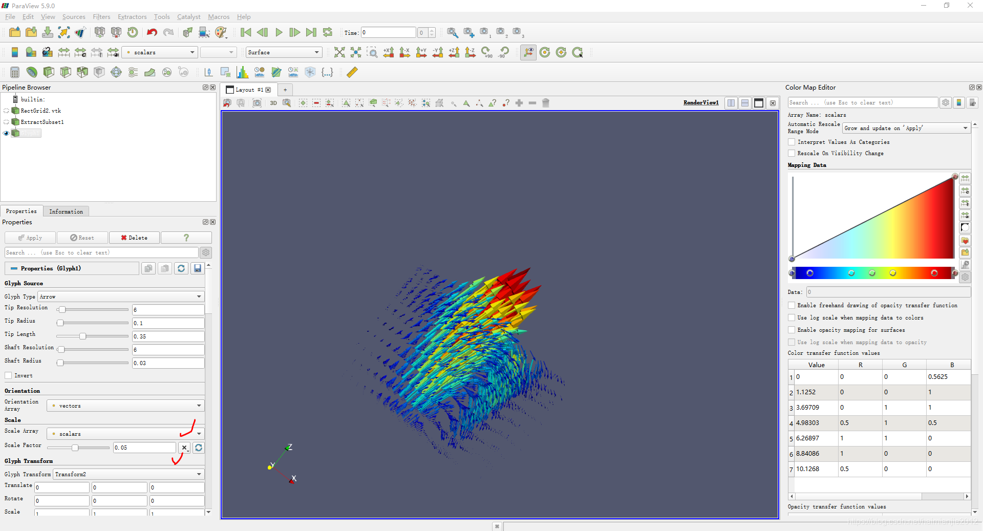 paraview热流图（1）：添加glyphs_paraview 流线 均匀分布-CSDN博客